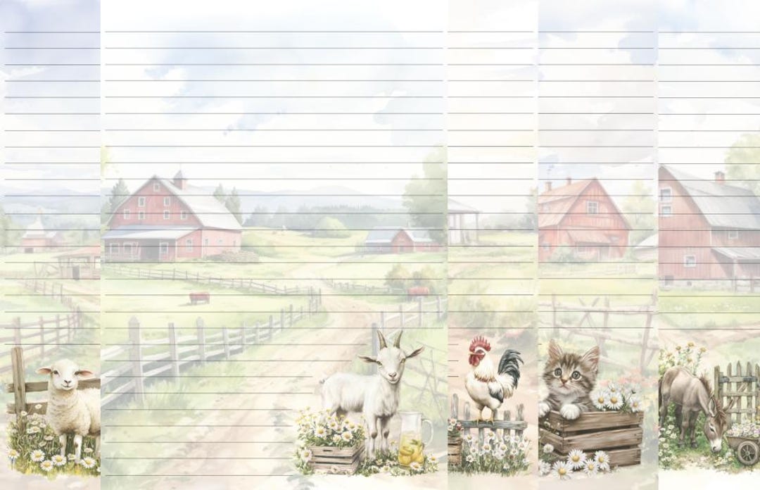 Farm Animal Writing Paper: Spring Stationery Set, A4 Lined Paper - Etsy