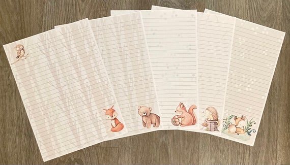 Woodland Animals Writing Paper A4 Writing Paper Forest - Etsy