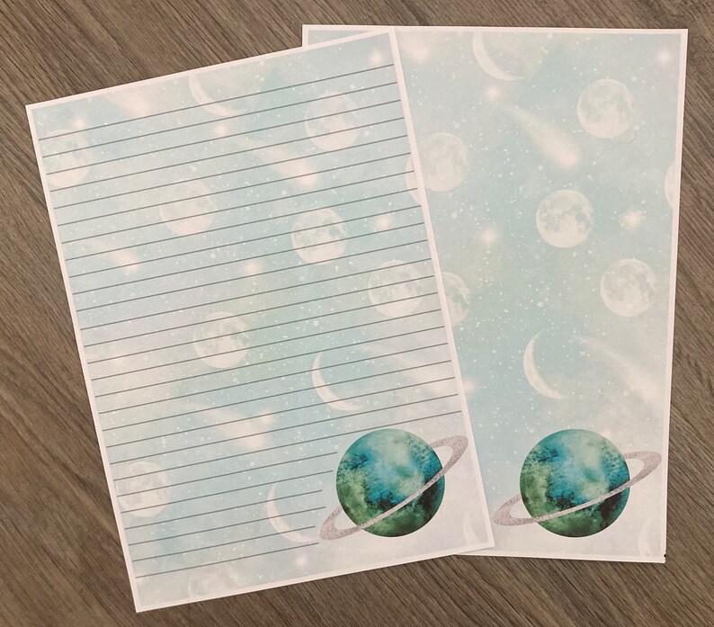 Space Themed Writing Papers Lined Stationery Plain - Etsy UK