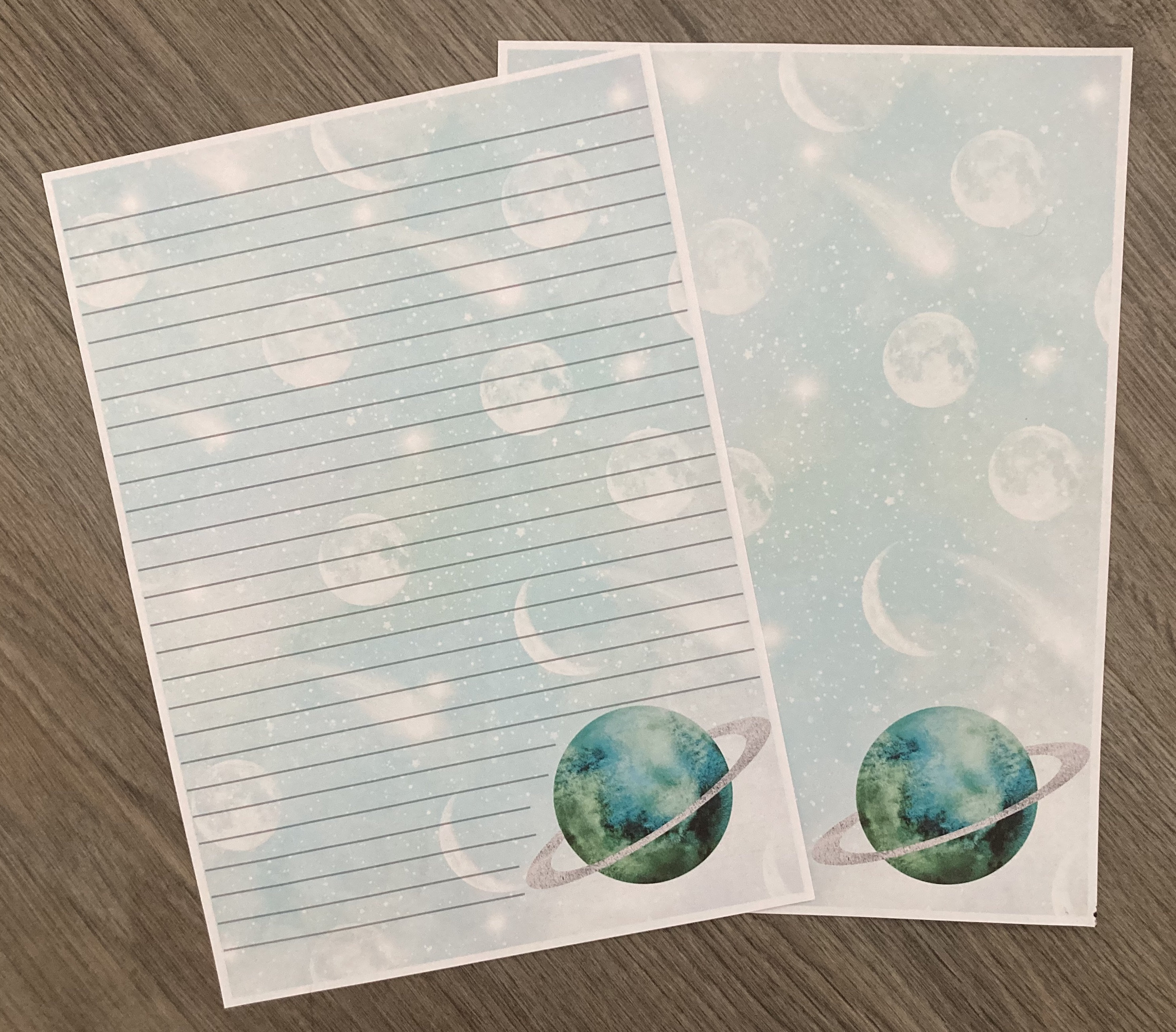 Space Themed Writing Papers Lined Stationery Plain - Etsy UK