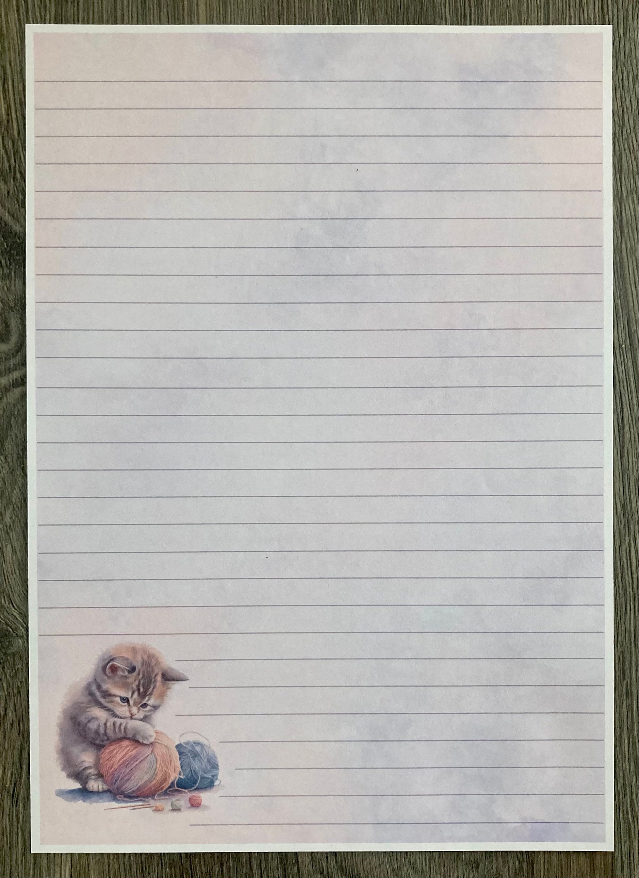 Kitten Writing Paper, A4 Writing Paper, Kitten Stationery, Lined ...