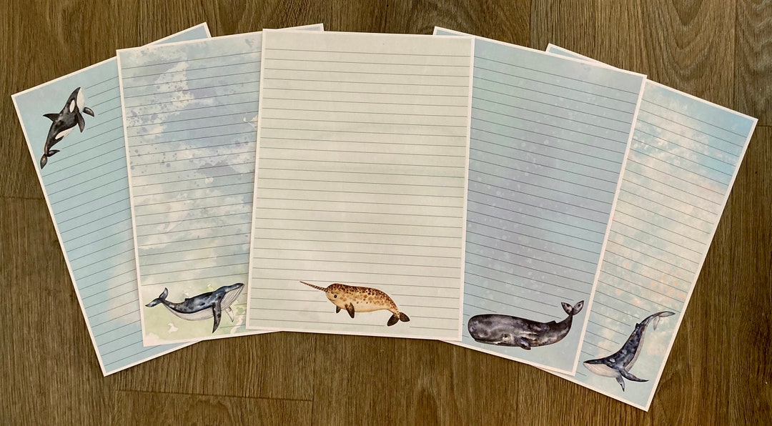 Whales Writing Paper, Sealife Paper, A4 Writing Paper, Whales ...
