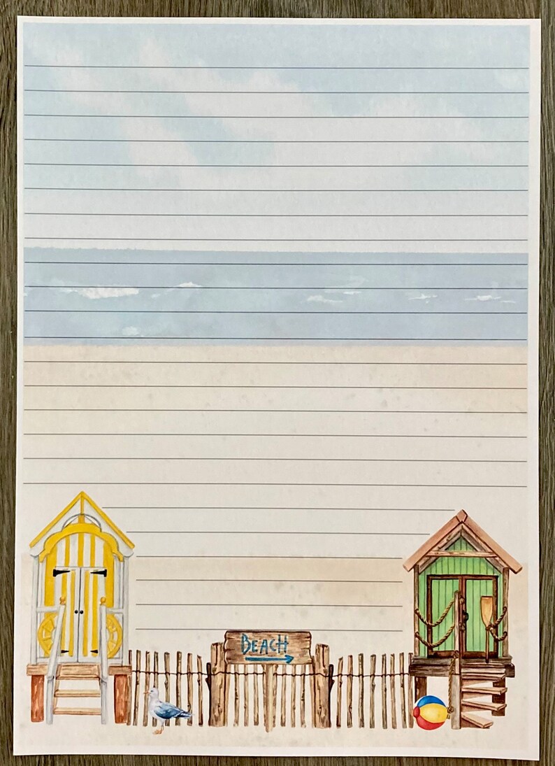 Beach Writing Paper, A4 Writing Paper, Beach Stationery, Lined Writing ...
