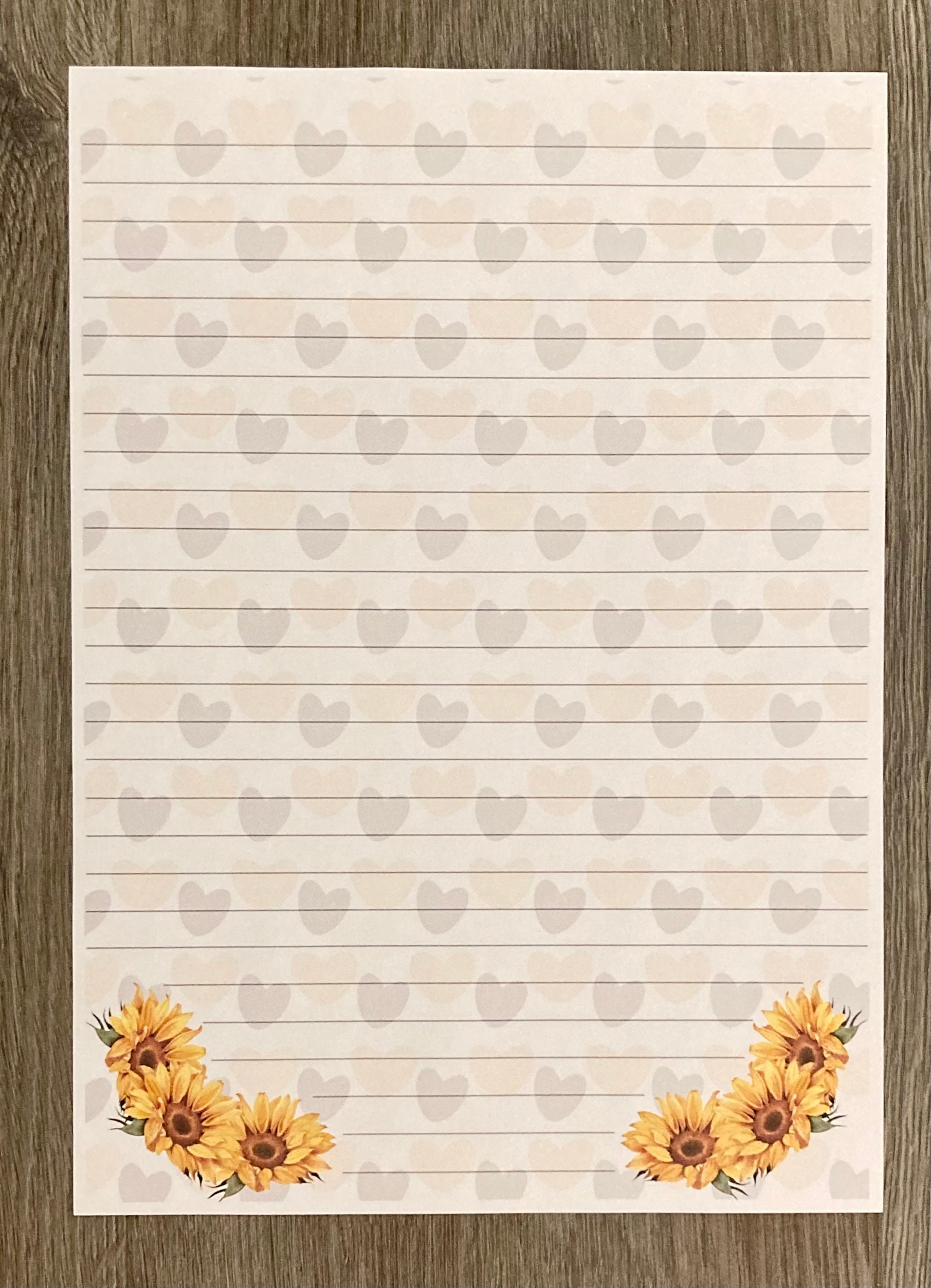 Sunflower Writing Paper A4 Writing Paper Floral Stationery - Etsy