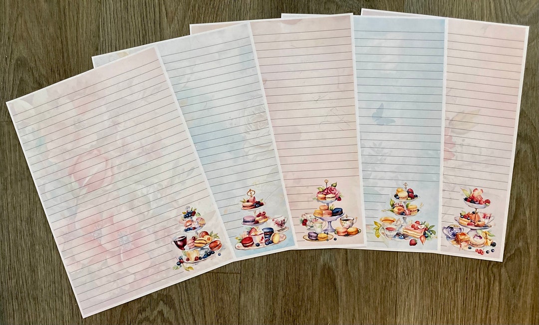 Afternoon Tea Writing Paper, A4 Writing Paper, Tea Stationery, Lined ...