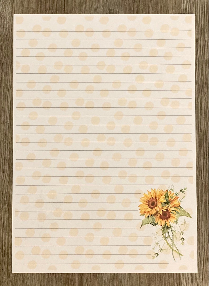 Sunflower Writing Paper A4 Writing Paper Floral Stationery - Etsy