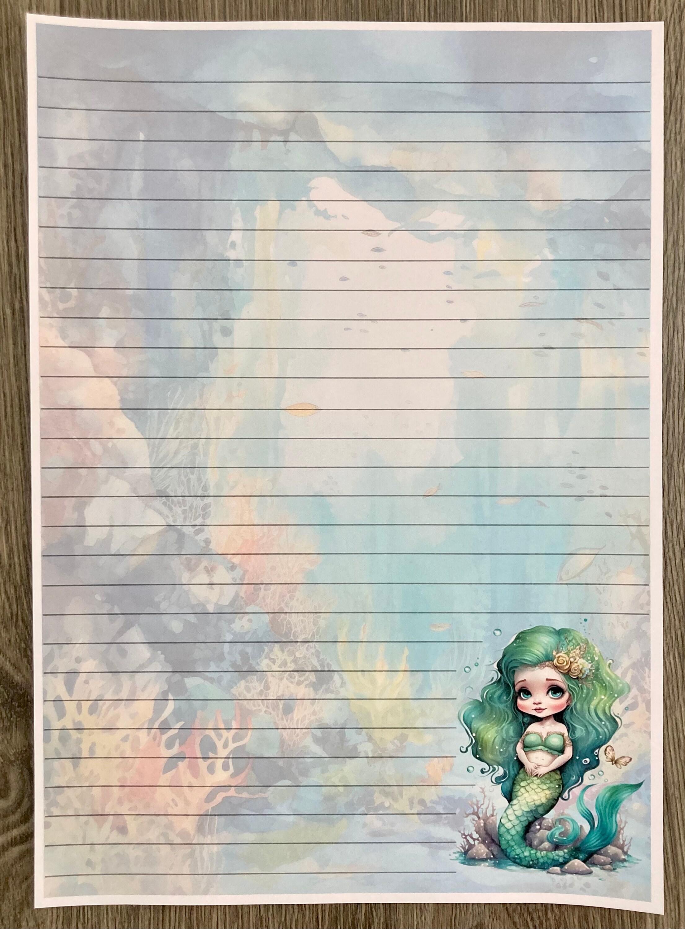 Mermaids of Atlantis Mermaid Writing Paper A4 Writing Paper - Etsy UK