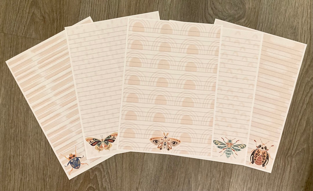 Boho Insect Writing Paper, A4 Writing Paper, Insect Stationery, Boho ...