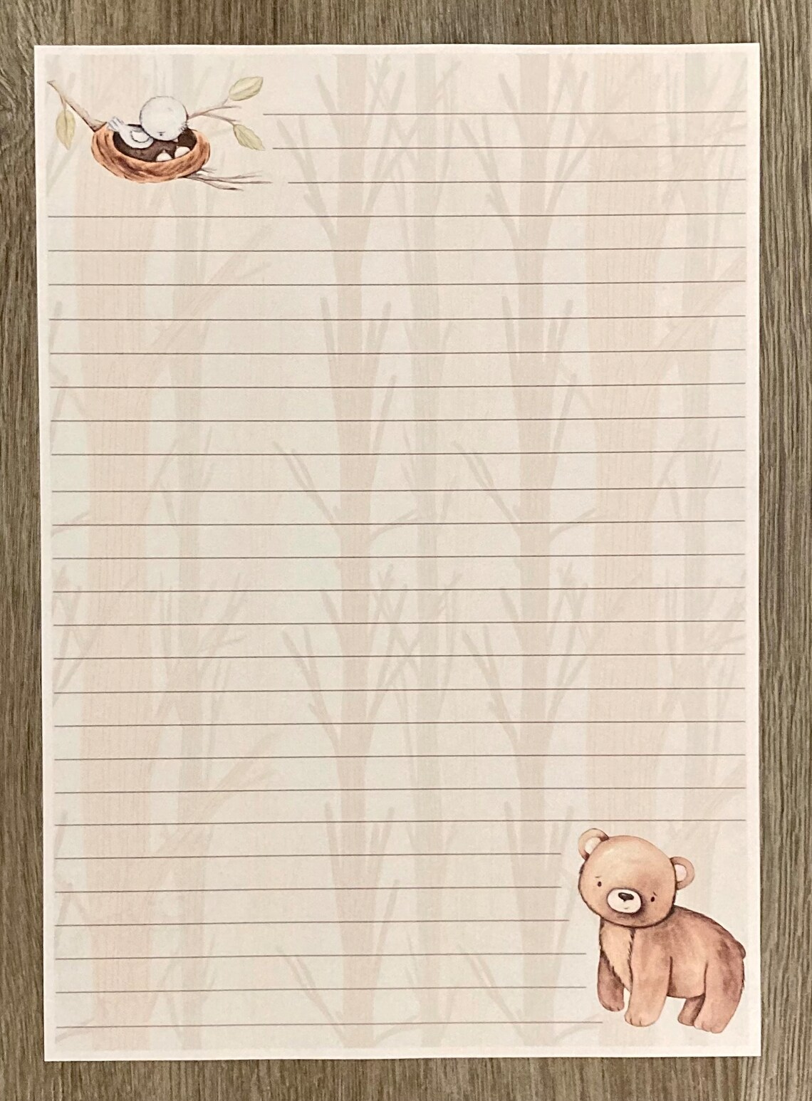 Woodland Animals Writing Paper A4 Writing Paper Forest - Etsy