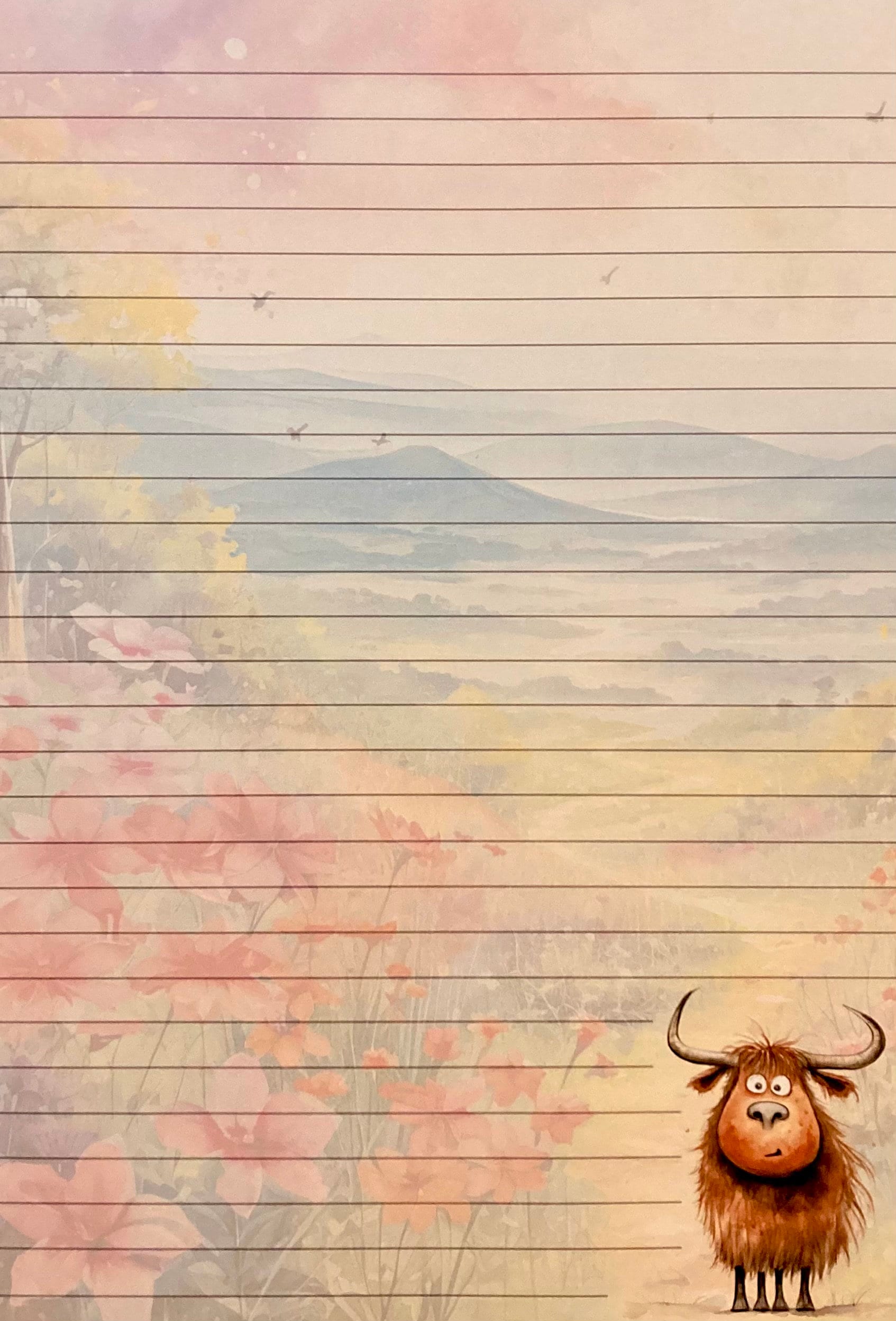 Highland Cow Writing Paper, A4 Writing Paper, Highland Cow Stationery ...