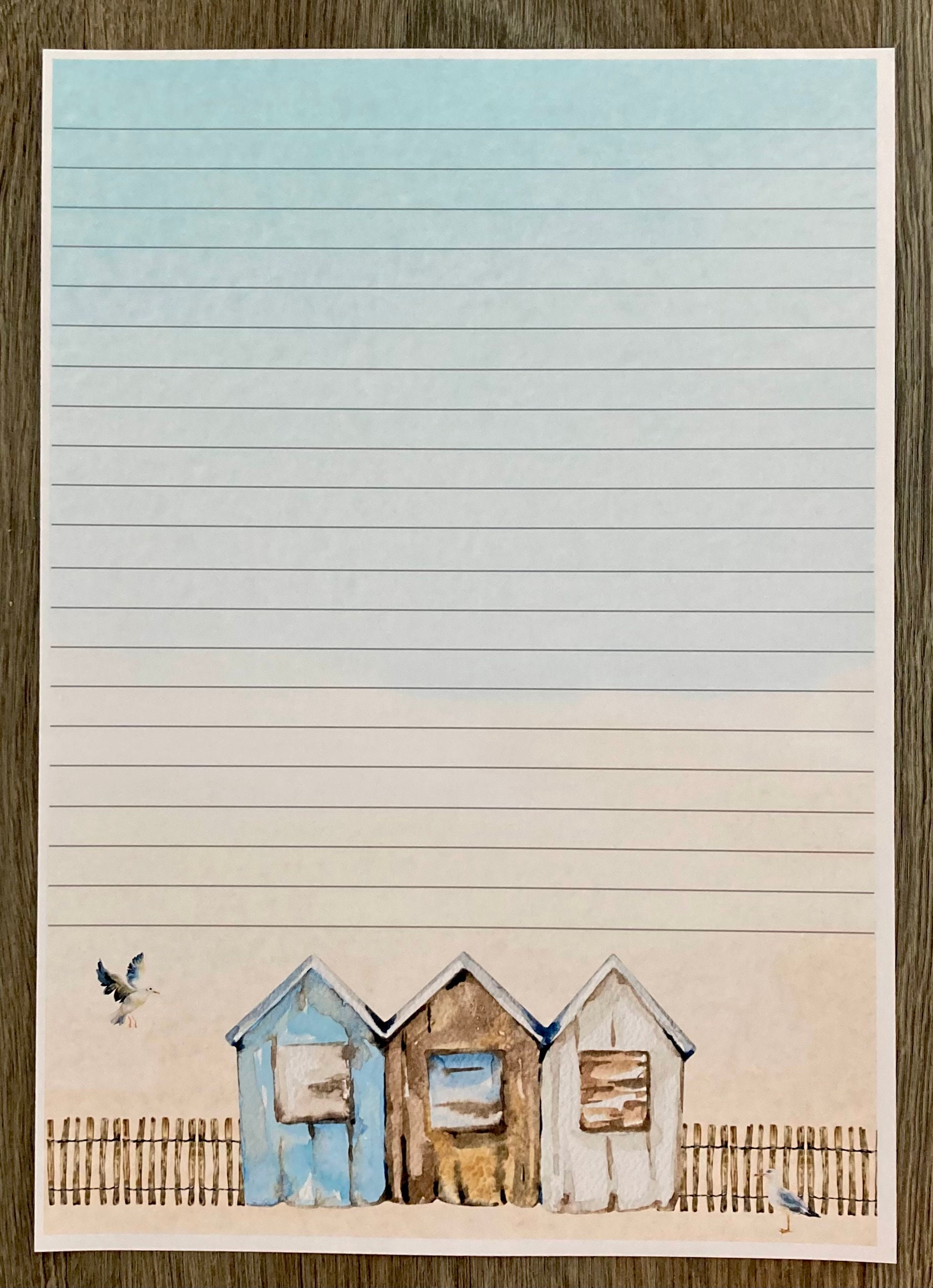 Beach Writing Paper, A4 Writing Paper, Beach Stationery, Lined Writing ...