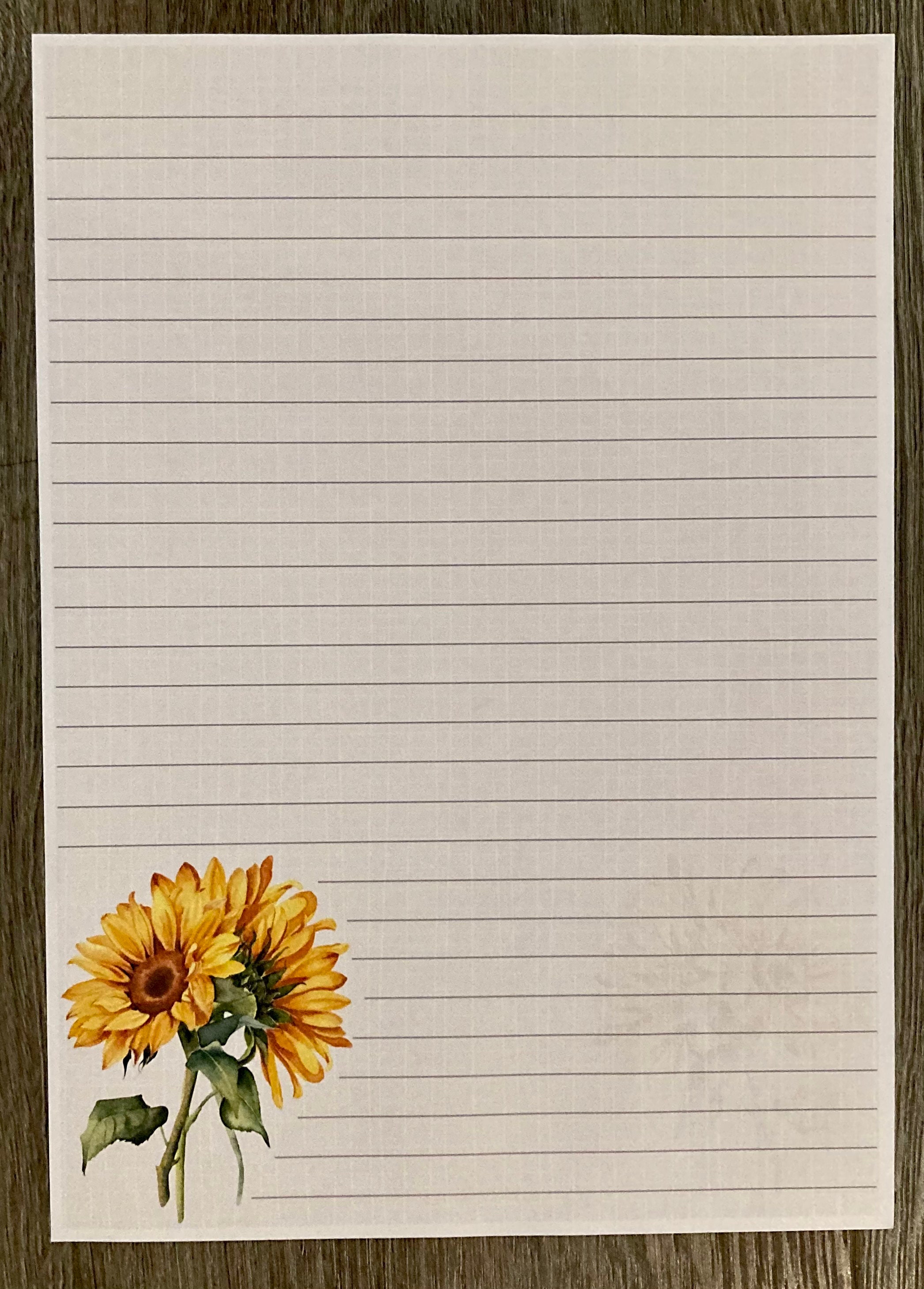 Sunflower Writing Paper A4 Writing Paper Floral Stationery - Etsy