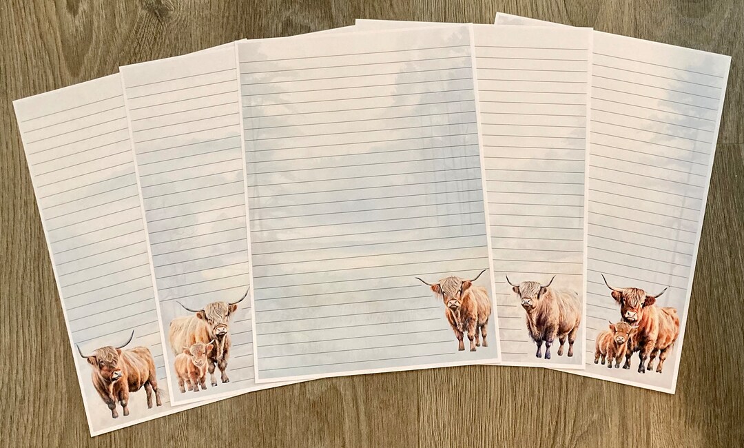 Highland Cow Writing Paper, A4 Writing Paper, Highland Cow Stationery ...