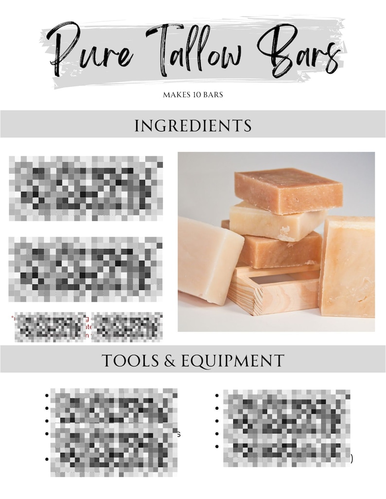 Pure Tallow Cold Process Soap Recipe - Digital Download - Organic ...