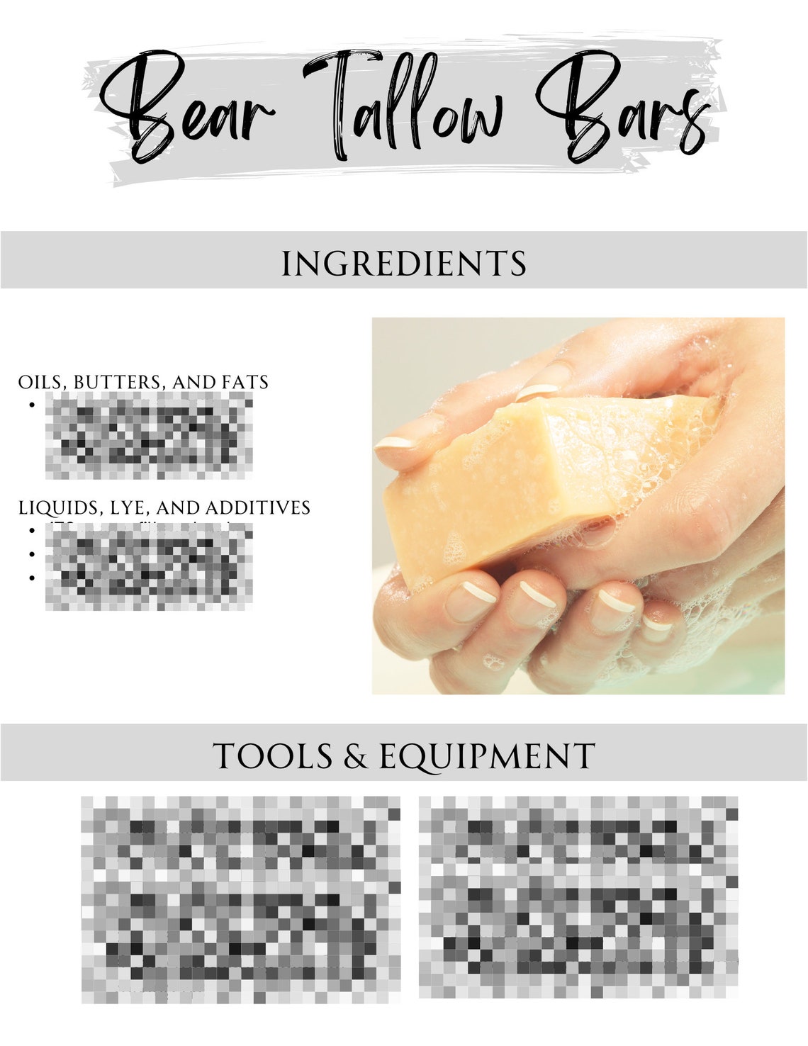 Bear Tallow Carnivore Soap Recipe, Pure Tallow Soap for Skincare PDF ...