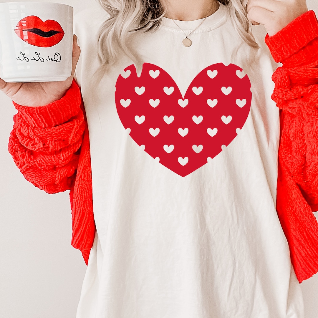 Red Heart T-shirt Valentines Heart Tshirt Love Heart Tee Soft Print ...