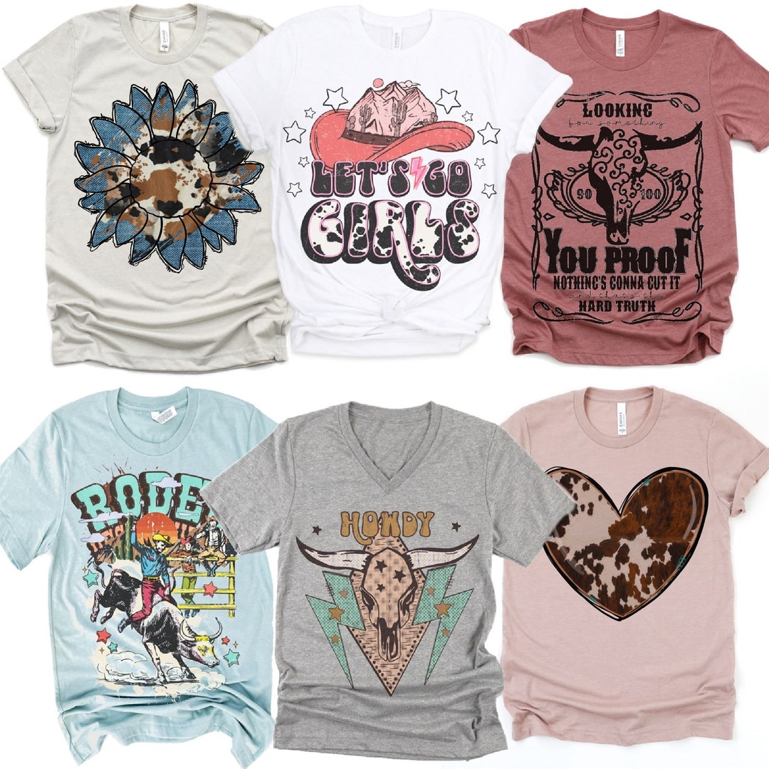 Cowhide and Cowboy Country Vintage Print Tees Country Western - Etsy