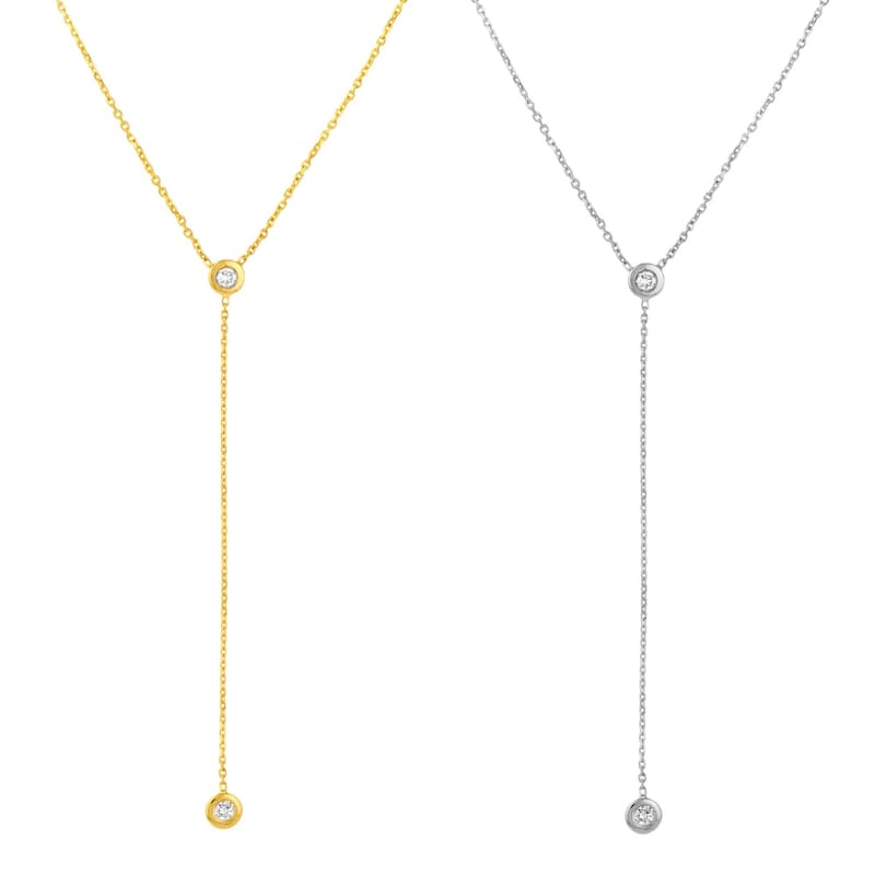 Diamond Lariat Necklace - Etsy