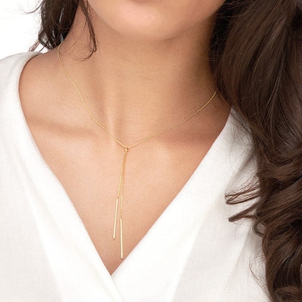 Gold Lariat Necklace - Etsy