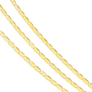 Mirror Link Chain Triple Layered Necklace 14K Solid Gold Multi Strand ...