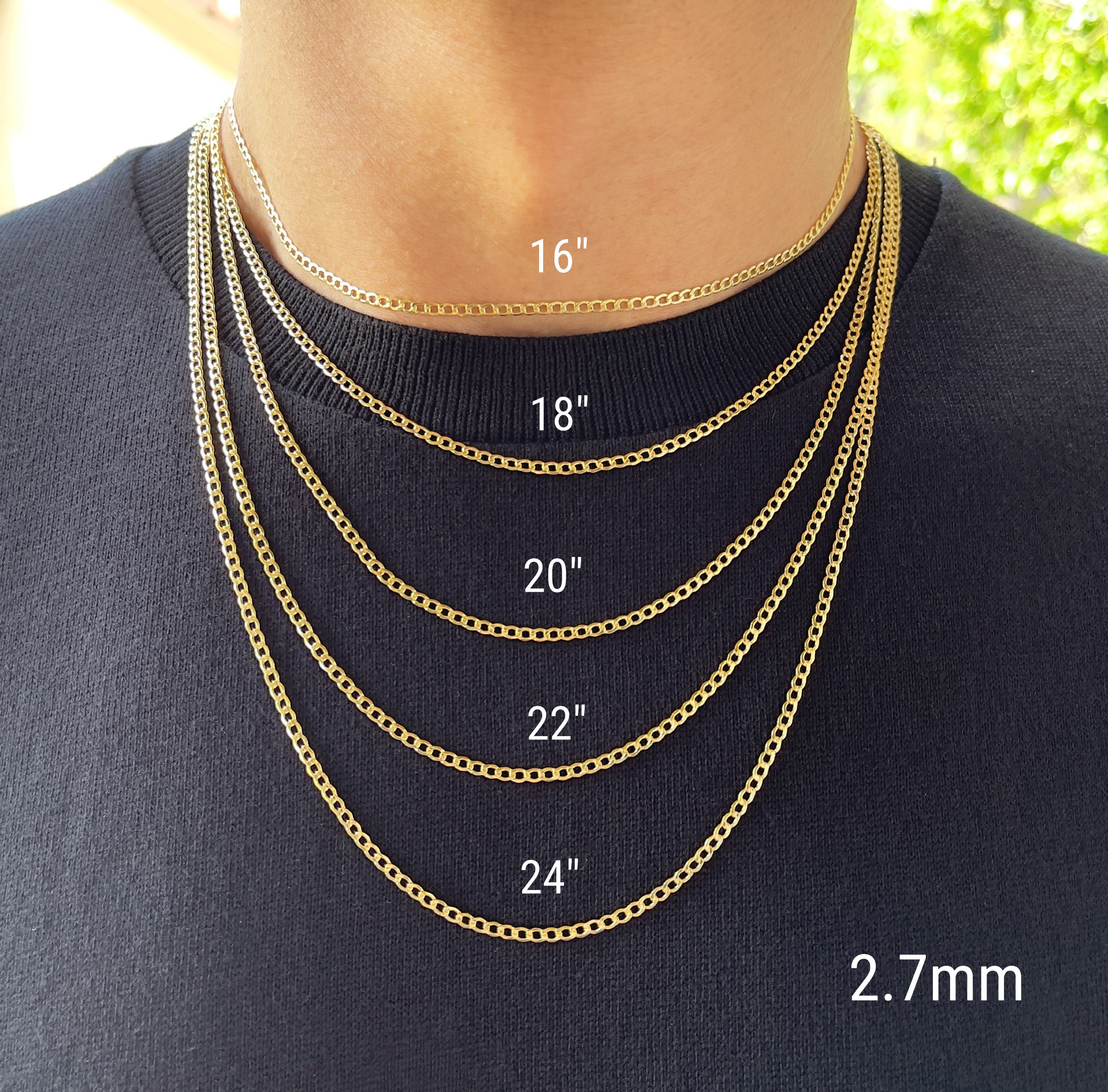 14K Yellow Real Gold Cuban Link Chain 2.3mm - 6.5mm Thick Diamond Cut ...
