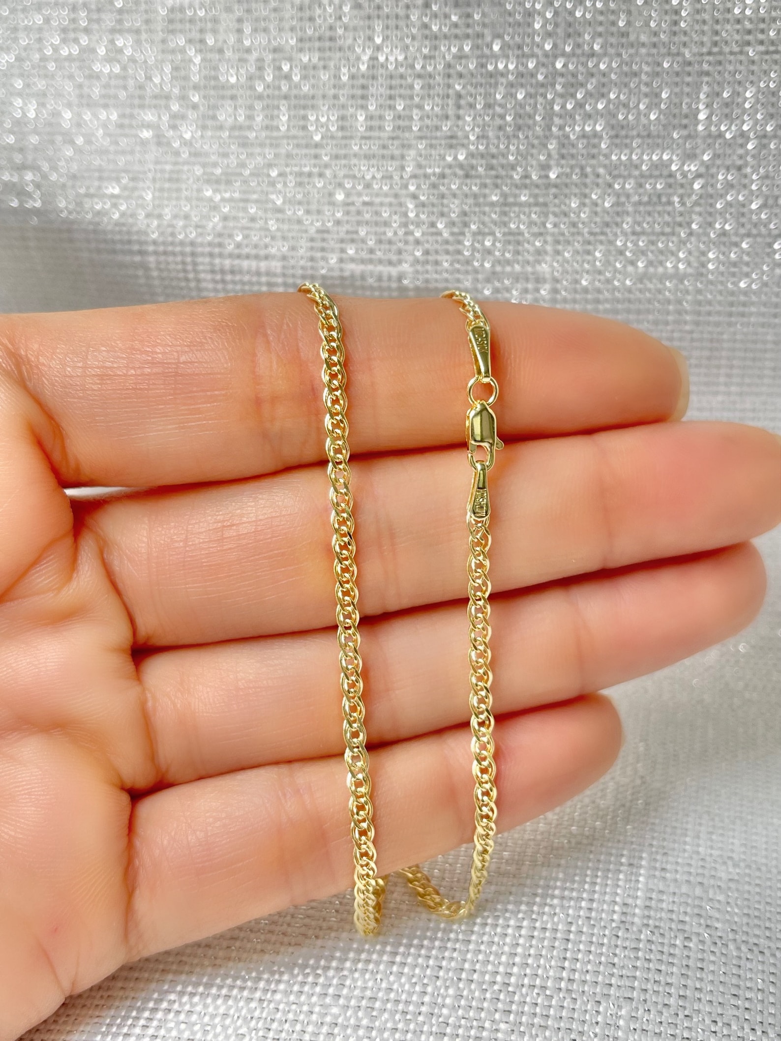 Double Cuban Link Chain 14K Yellow Real Gold 3mm 3.7mm 4.5mm Thick ...