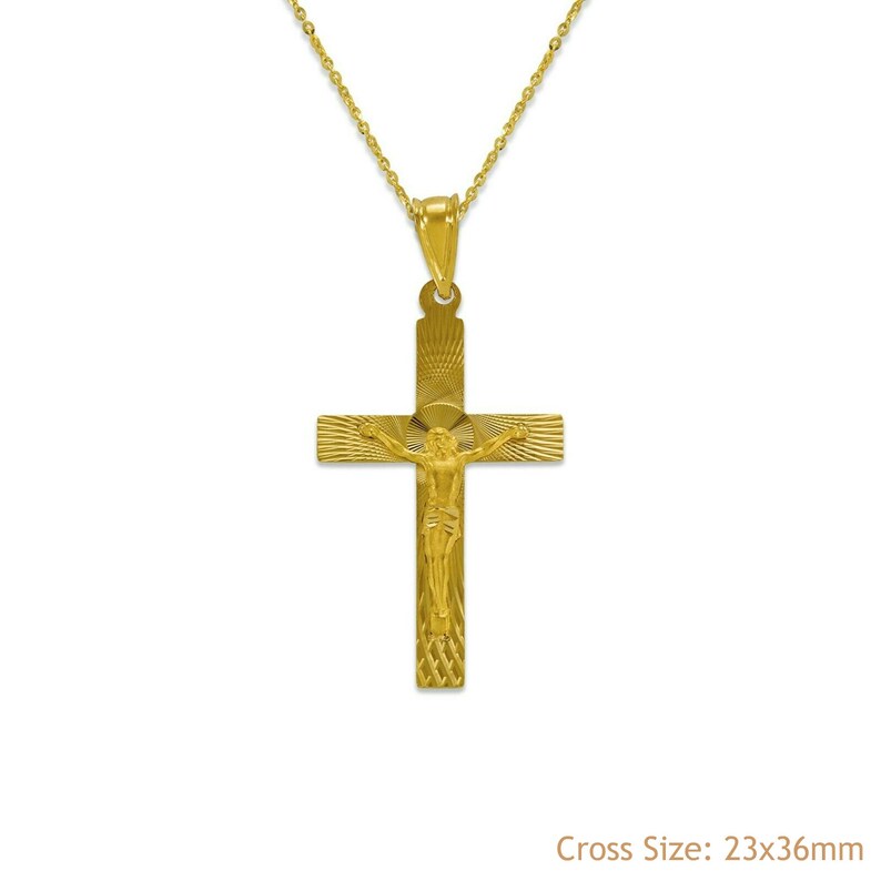 14K Solid Yellow Tri Color Gold Scapular Crucifix Jesus Cross | Etsy