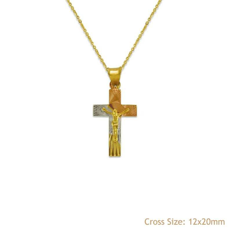 14K Solid Yellow Tri Color Gold Scapular Crucifix Jesus Cross | Etsy