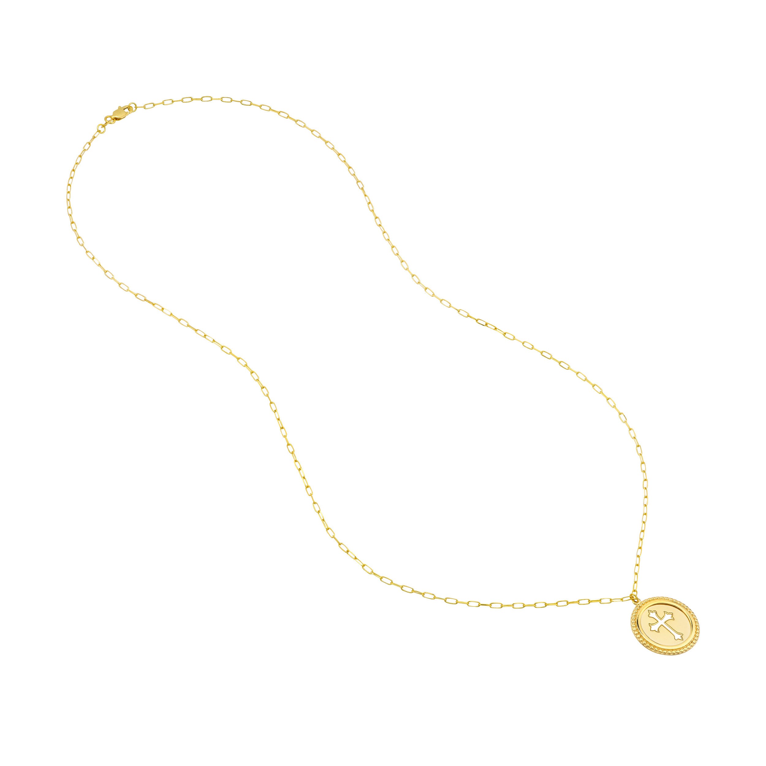 Cross Medallion Necklace 14K Solid Gold Cut Out Cross - Etsy