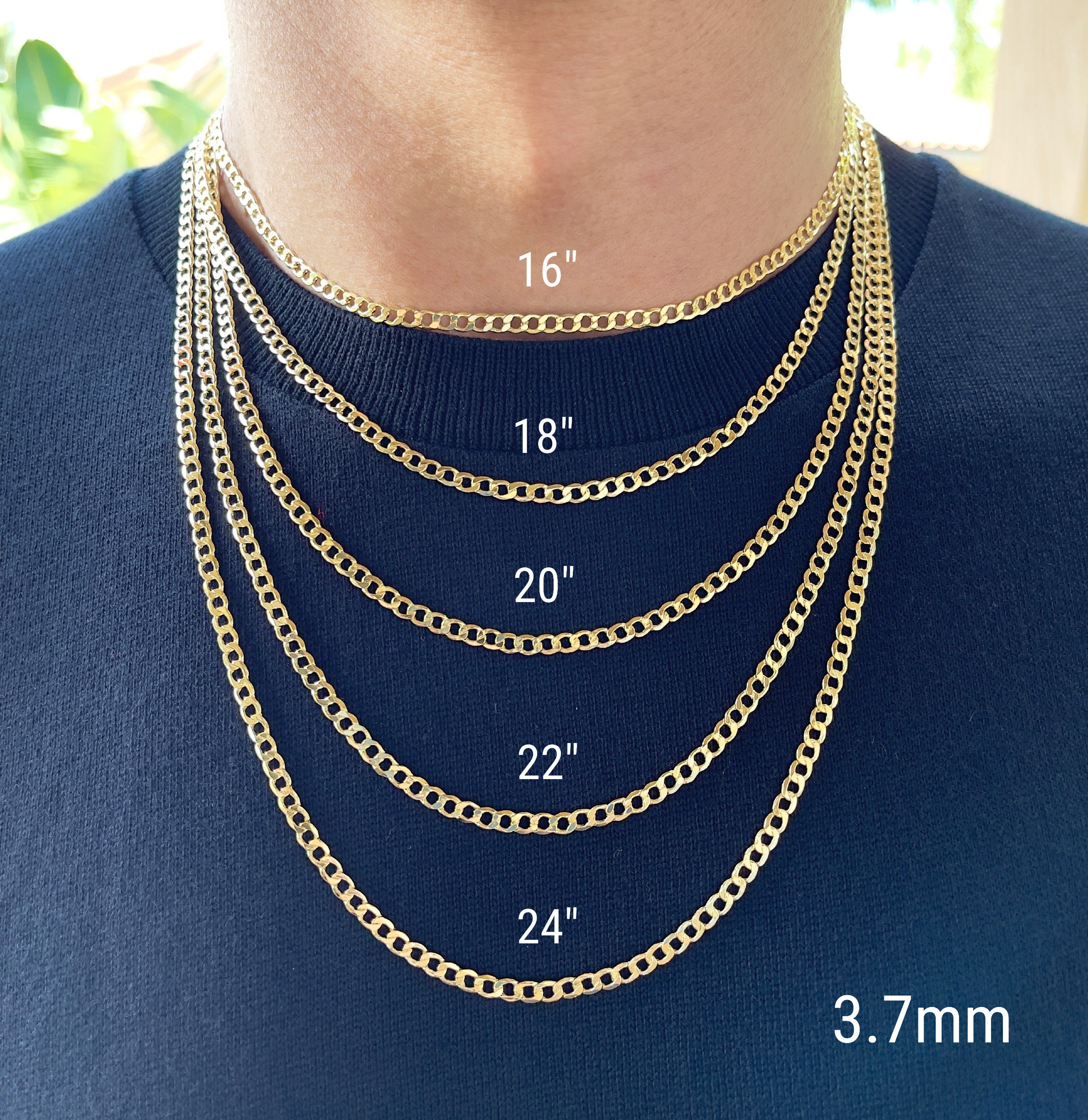 Cuban Link Chain 14K Yellow Real Gold 2.3mm 2.7mm 3.7mm 4.65mm 5.4mm 6 ...