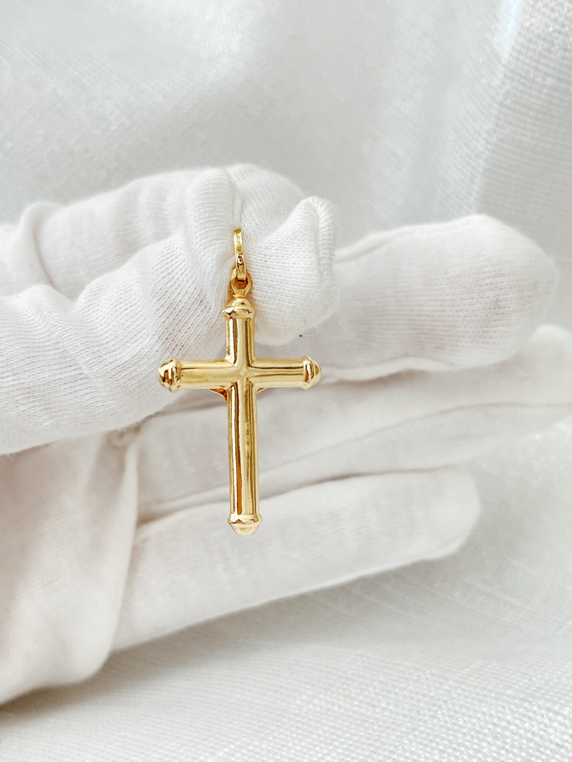 14K Solid Gold Italy Crucifix Jesus Cross Pendant Religious - Etsy