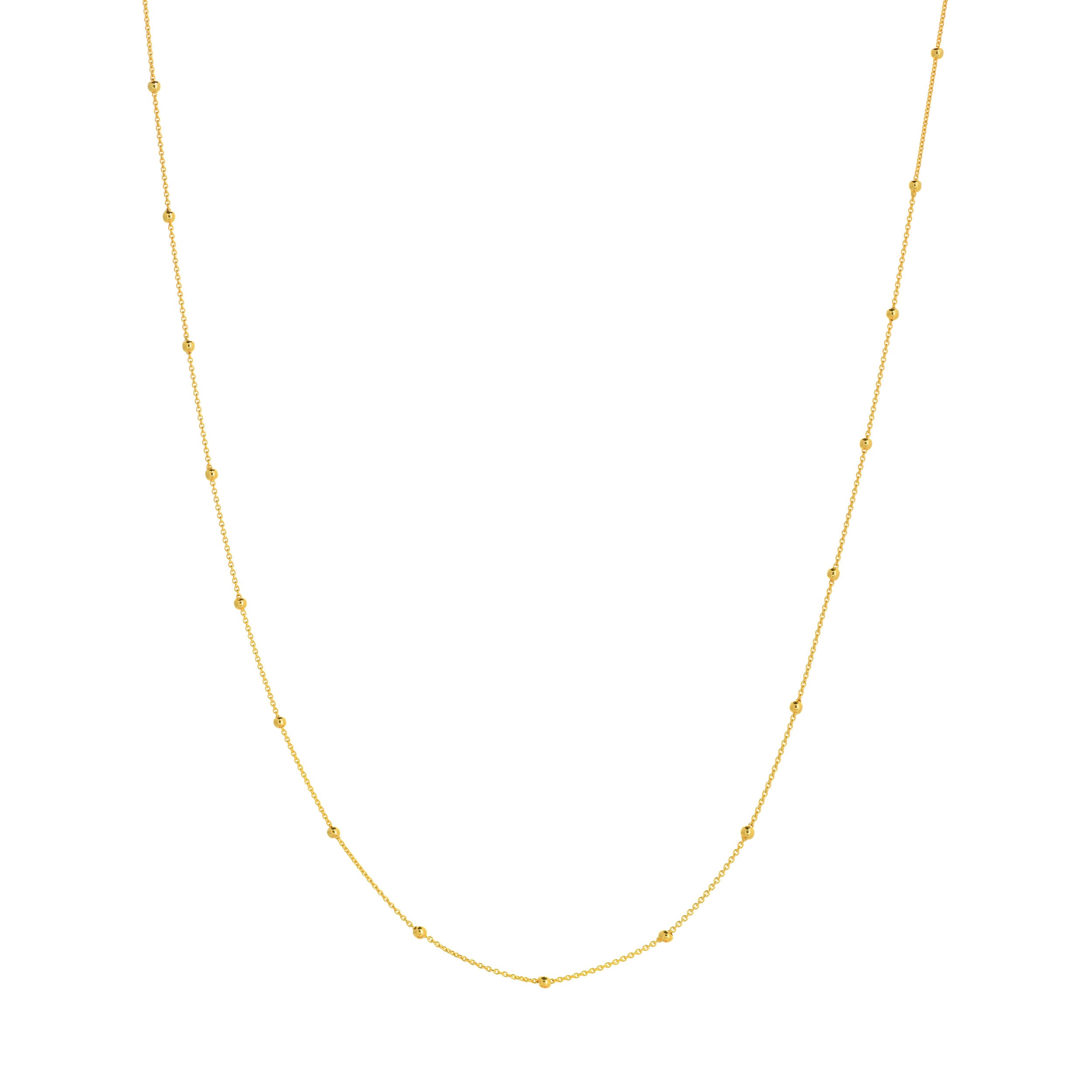 Ball Beaded Chain Beaded Station Necklace 14K Solid Yellow | Etsy