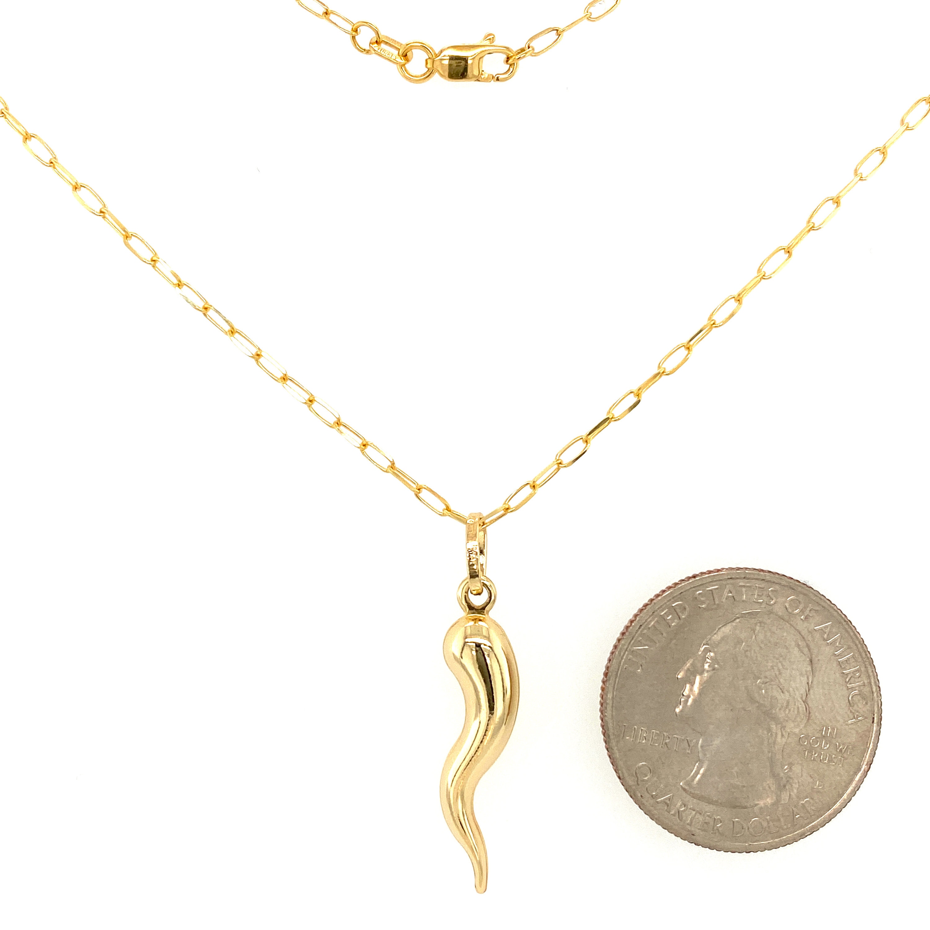 14K Solid Gold Cornicello Italian Horn Necklace Horn Pendant | Etsy