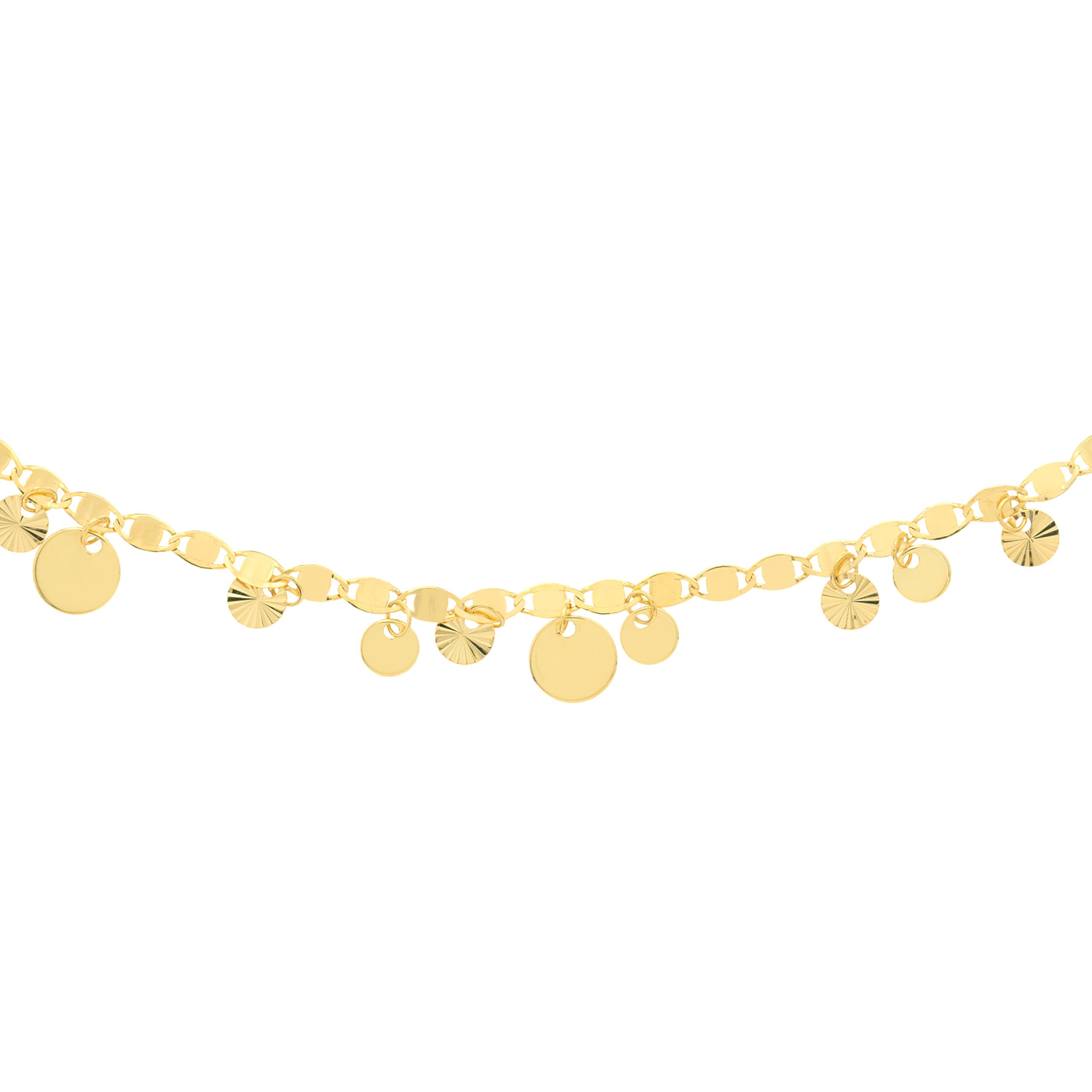Dangle Disc Choker Necklace 14K Solid Gold Multi Coin Necklace Women ...