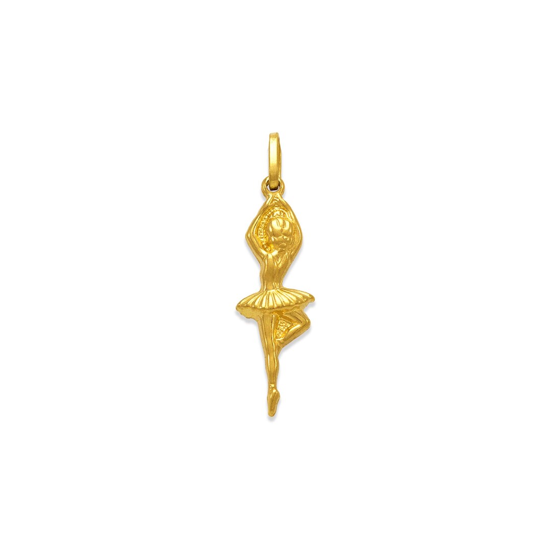 Ballerina Pendant 14K Yellow Real Gold Ballet Dancer Charm Pendant for ...