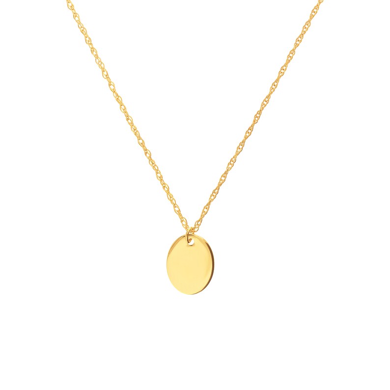 Oval Disc Necklace 14K Solid Yellow Gold Engravable Oval - Etsy