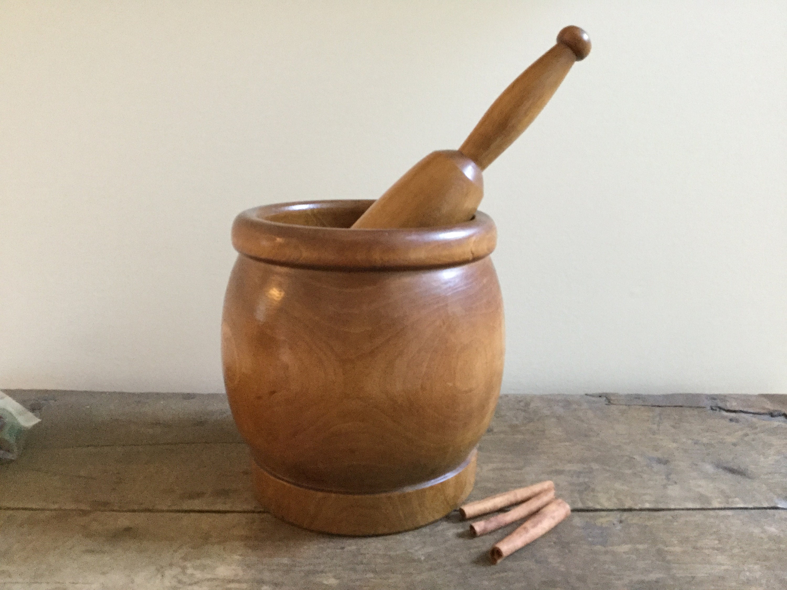 Antique LARGE Mortar and Pestle With Beautiful Grain Turned - Etsy