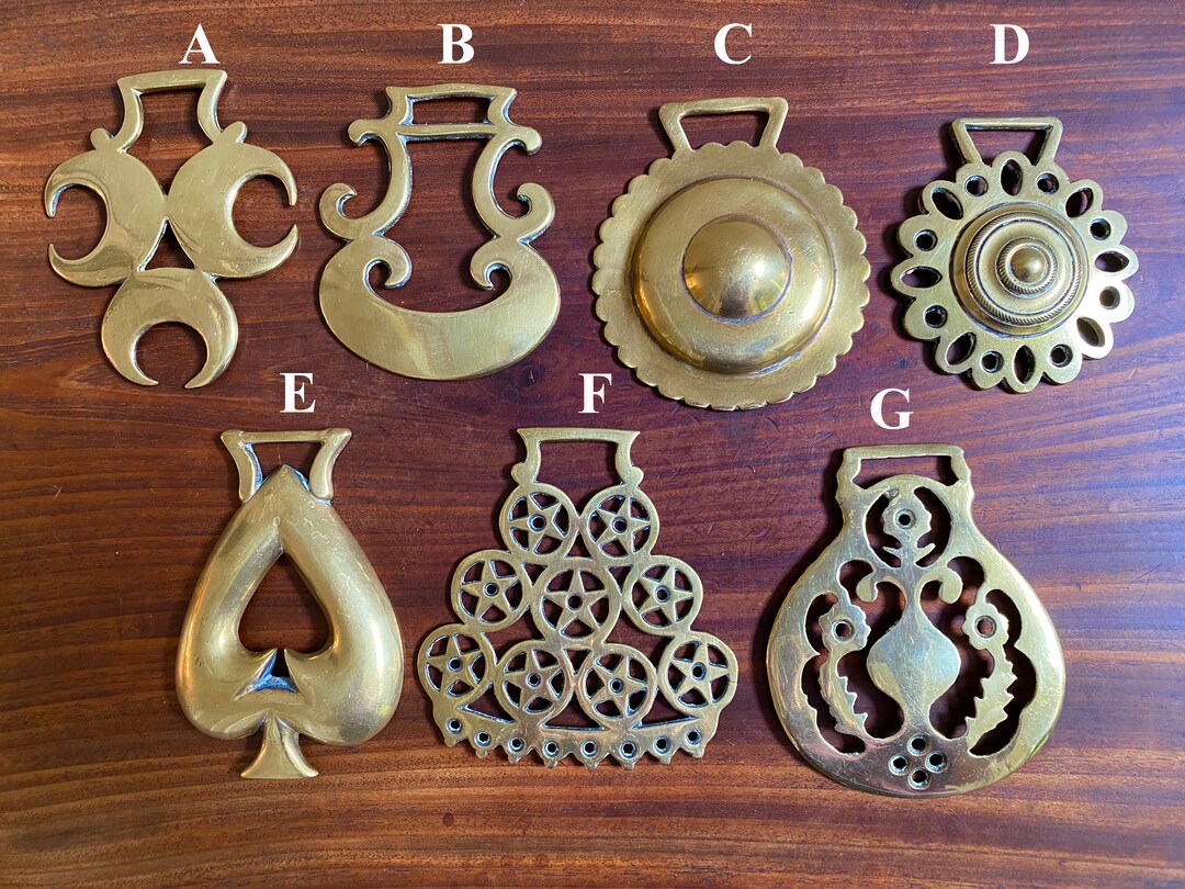 Antique Horse Brasses Cast and Stamped Beehive, Triple Crescent Moon ...