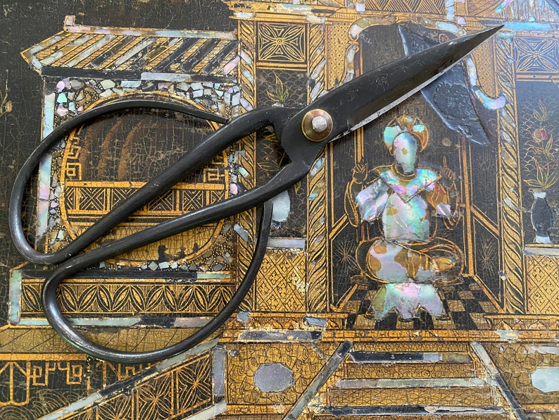Vintage Pair 7 L Chinese Scissors With Characters on Steel Blades ...
