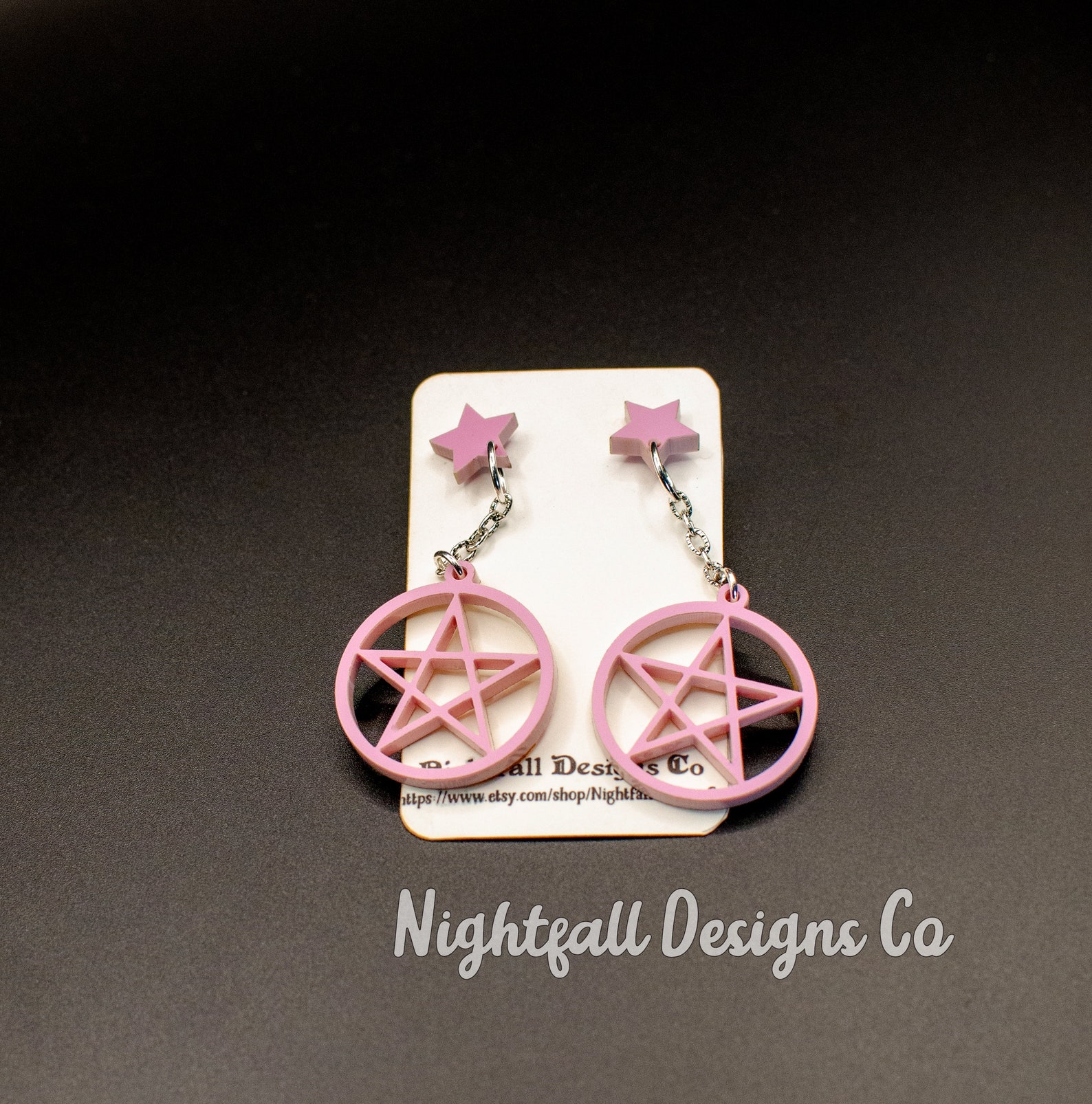 Pastel Pink Acrylic Star Pentacle Earrings: Witchy Gothic Jewelry - Etsy