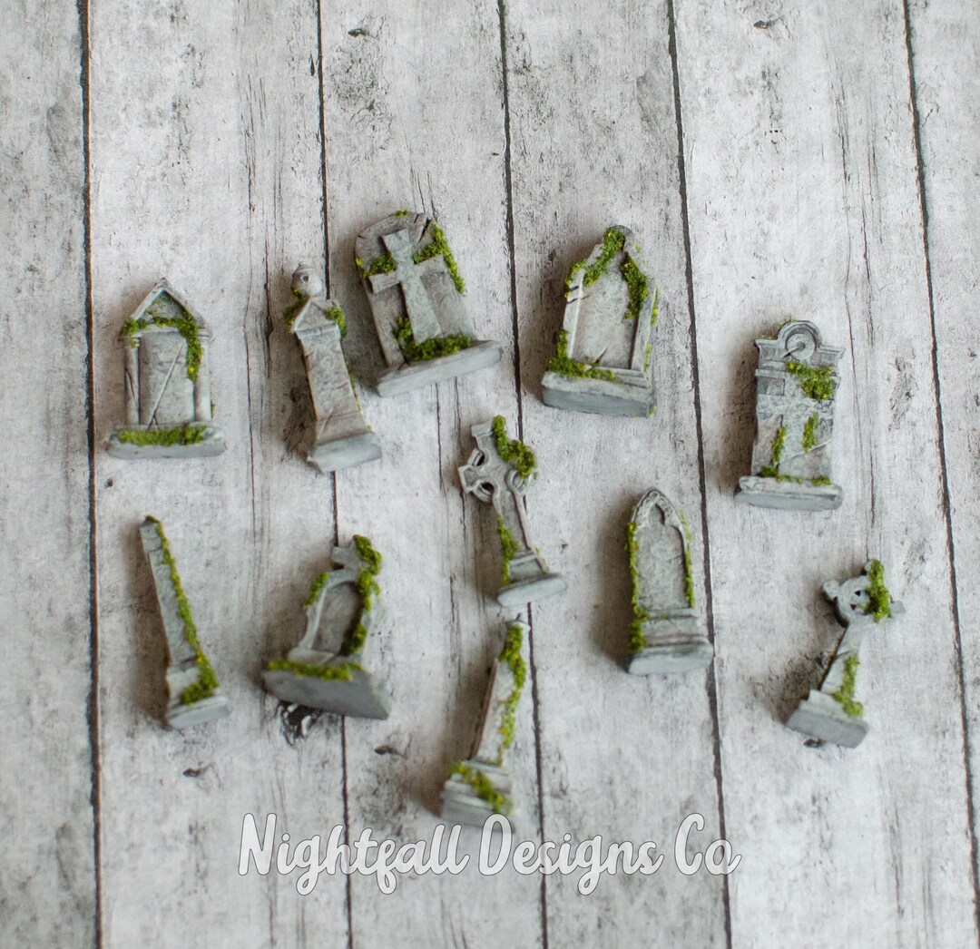 Set of 3 Handmade Miniature Gravestones Spooky Tiny - Etsy