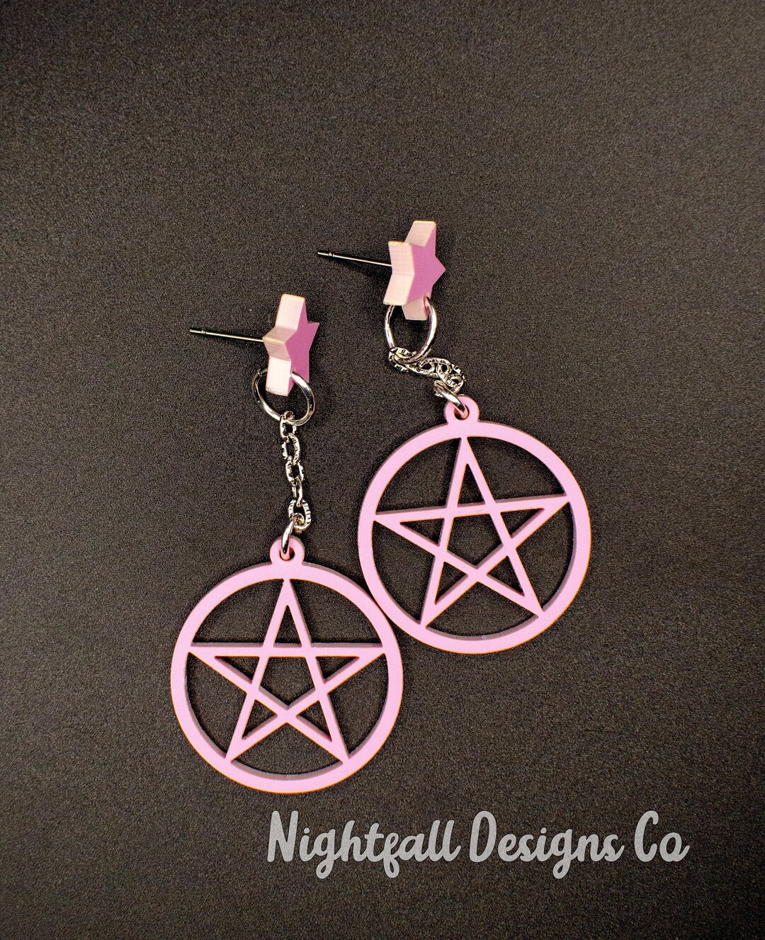 Pastel Pink Acrylic Star Pentacle Earrings: Witchy Gothic Jewelry - Etsy