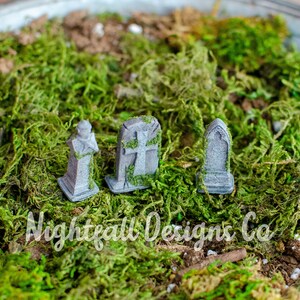 Set of 3 Handmade Miniature Gravestones, Spooky Tiny Headstones, Very ...