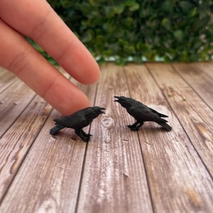 Handmade Miniature Ravens, Mini Set of 2 Black Crows, Style 2 - Etsy