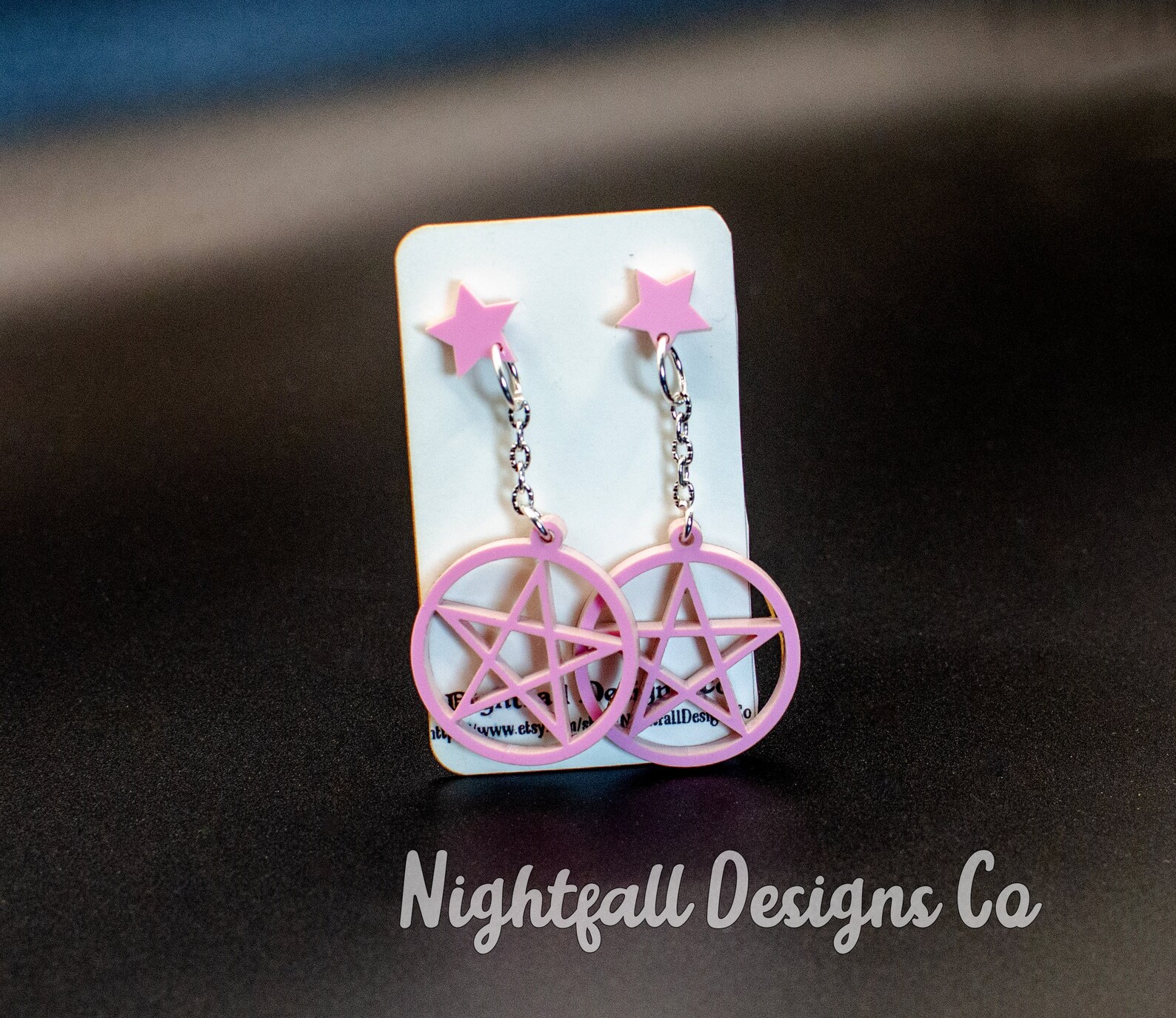 Pastel Pink Acrylic Star Pentacle Earrings: Witchy Gothic Jewelry - Etsy