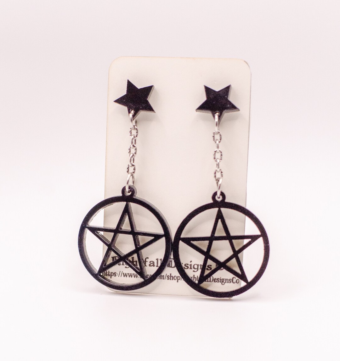 Black Acrylic Star Pentacle Handmade Jewelry, Witchy Style Gothic ...