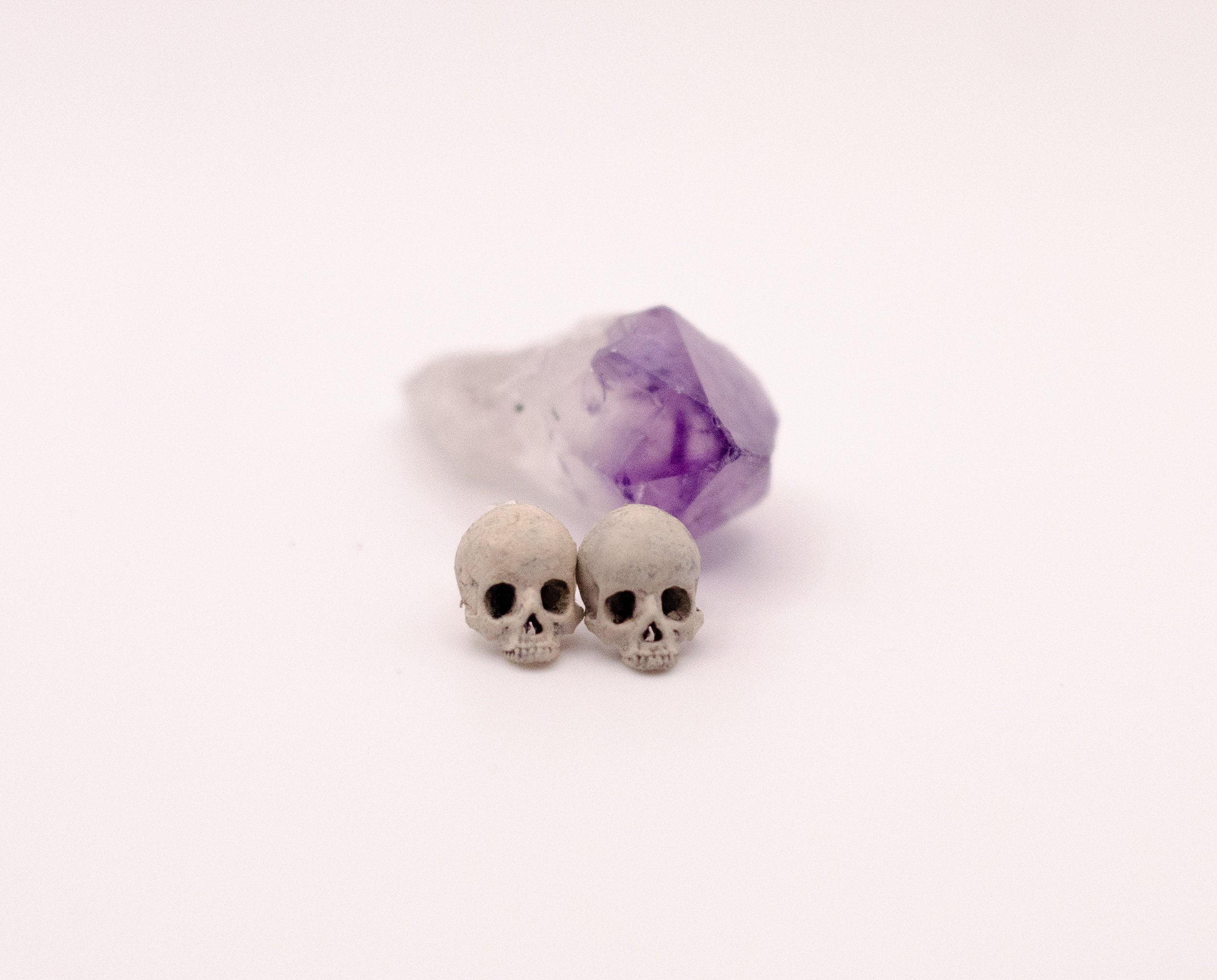 Super Tiny Realistic Human Skull Handmade Earring Studs, Gothic Horror ...