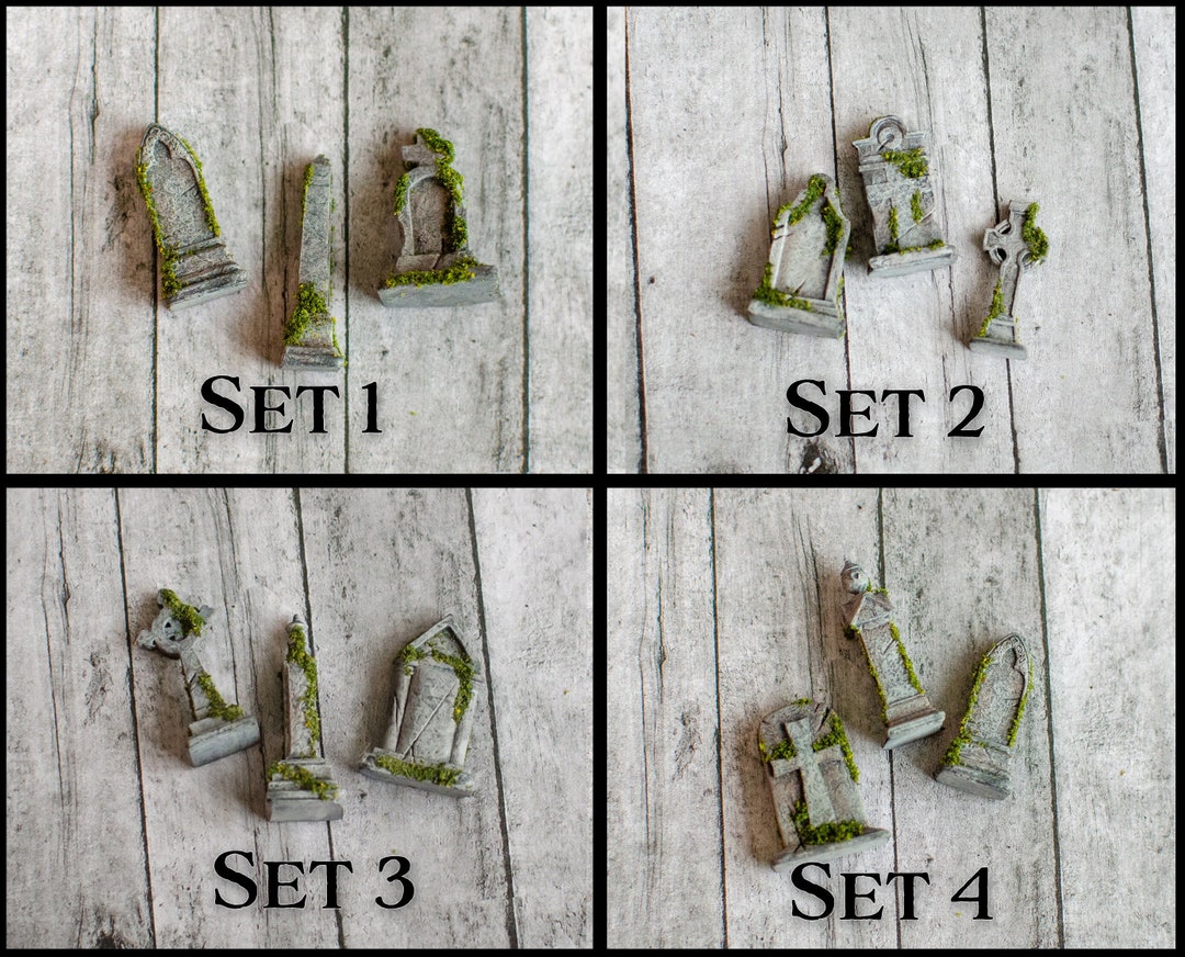 Set of 3 Handmade Miniature Gravestones, Spooky Tiny Headstones, Very ...