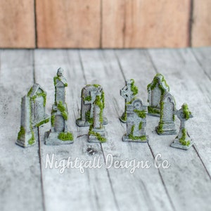 Set of 3 Handmade Miniature Gravestones, Spooky Tiny Headstones, Very ...