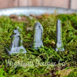 Set of 3 Handmade Miniature Gravestones, Spooky Tiny Headstones, Very ...